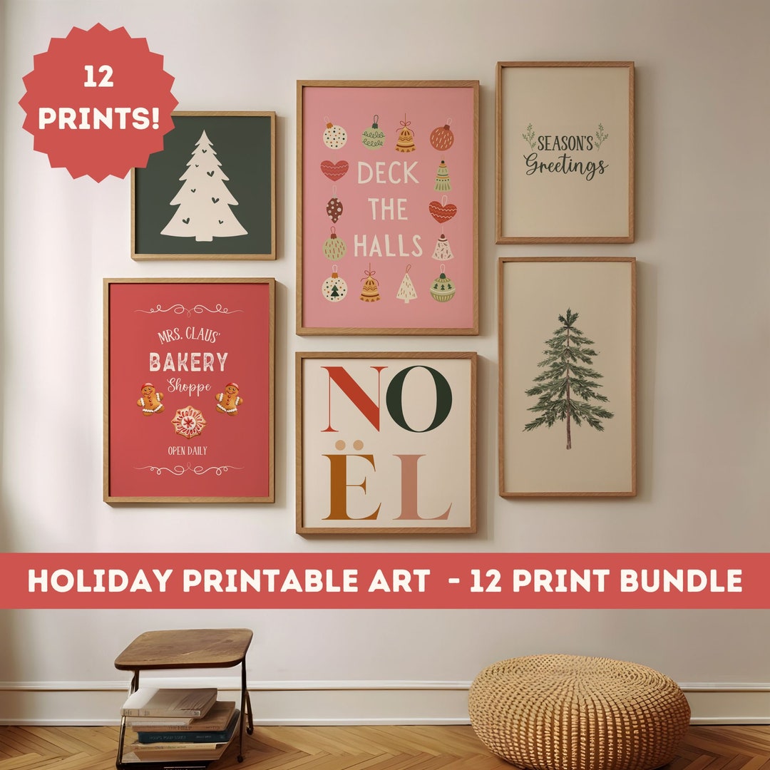 Christmas Printable Gallery Wall Art Mega Bundle, Holiday Decor, Set of ...