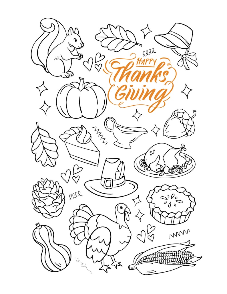 Thanksgiving Coloring Page - Etsy