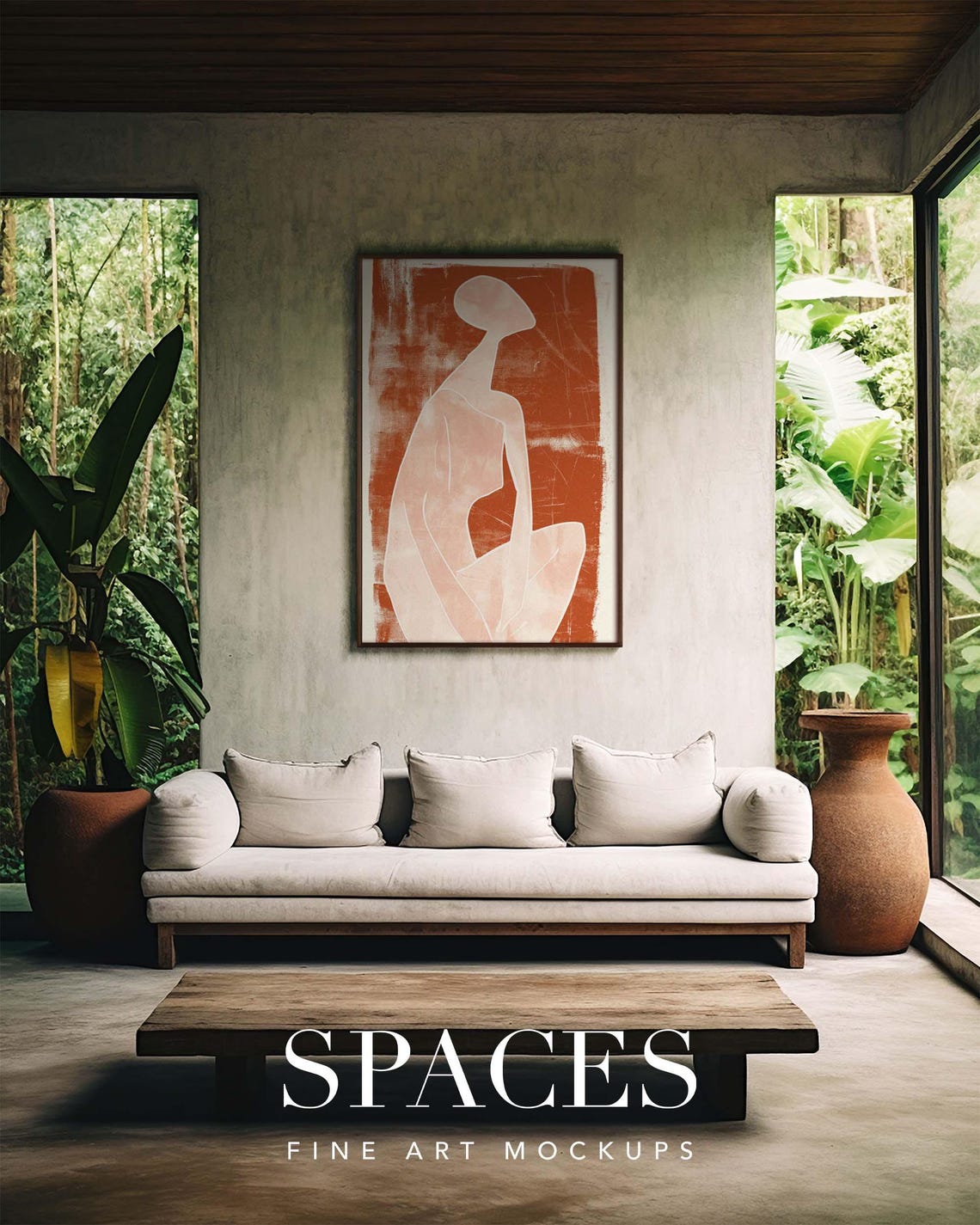 Tropical Wall Art Mockup, PSD Template, Customizable Frame, Photoshop ...