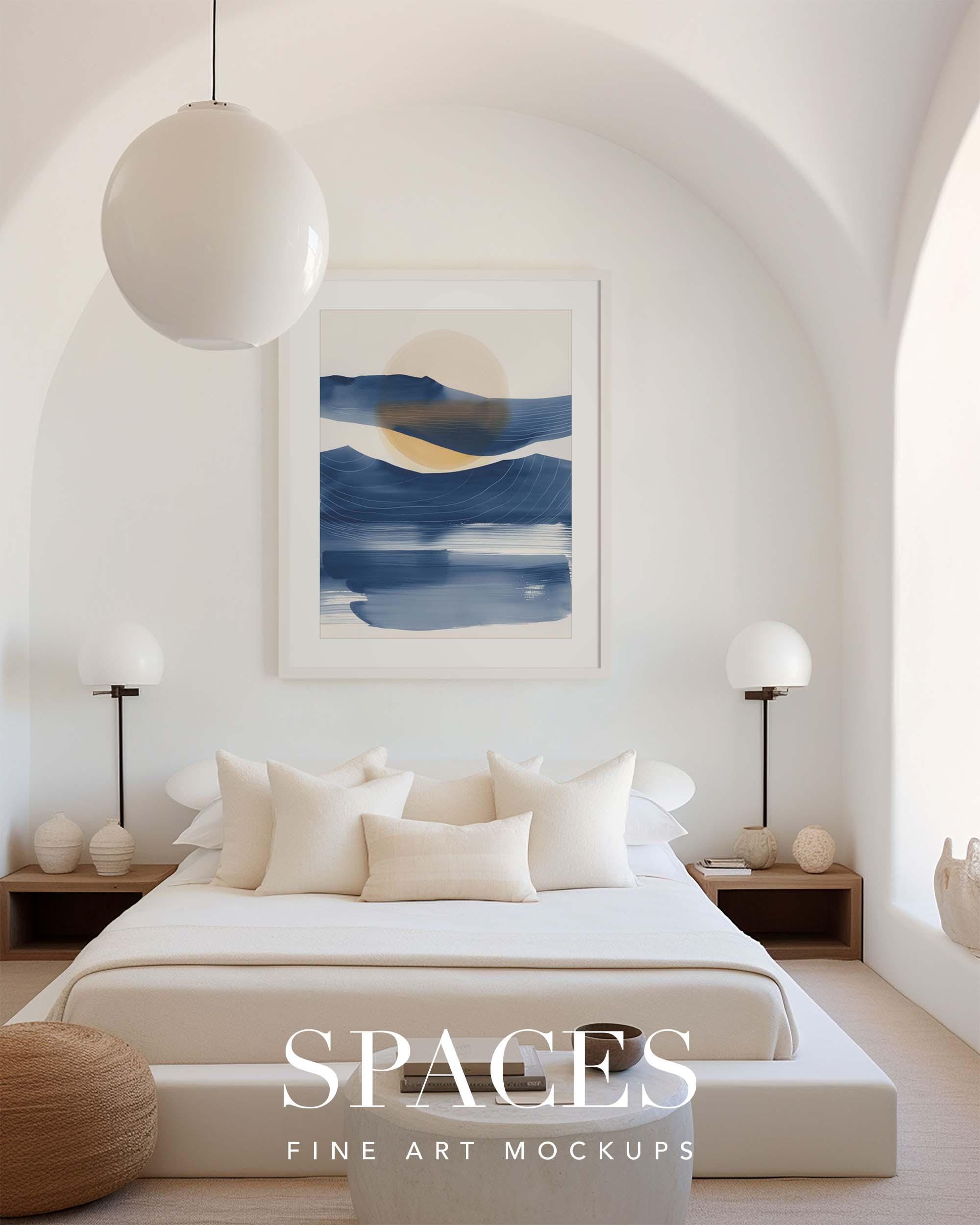 Bedroom Wall Art Mockup, Customizable Frame, Photoshop, Photopea, Canva ...