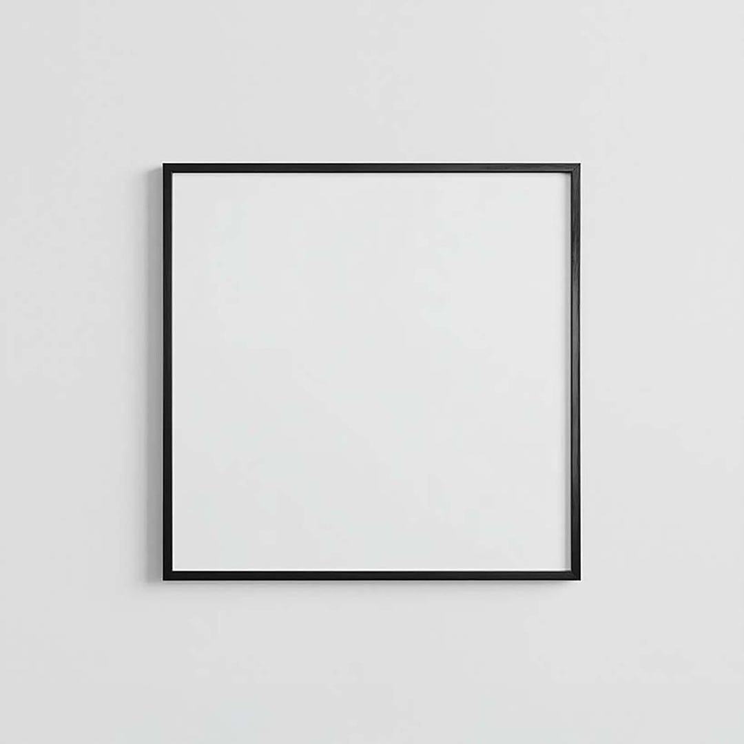 Square Frame Wall Art Mockup: Thin Black Frame, PSD Template, Photoshop ...