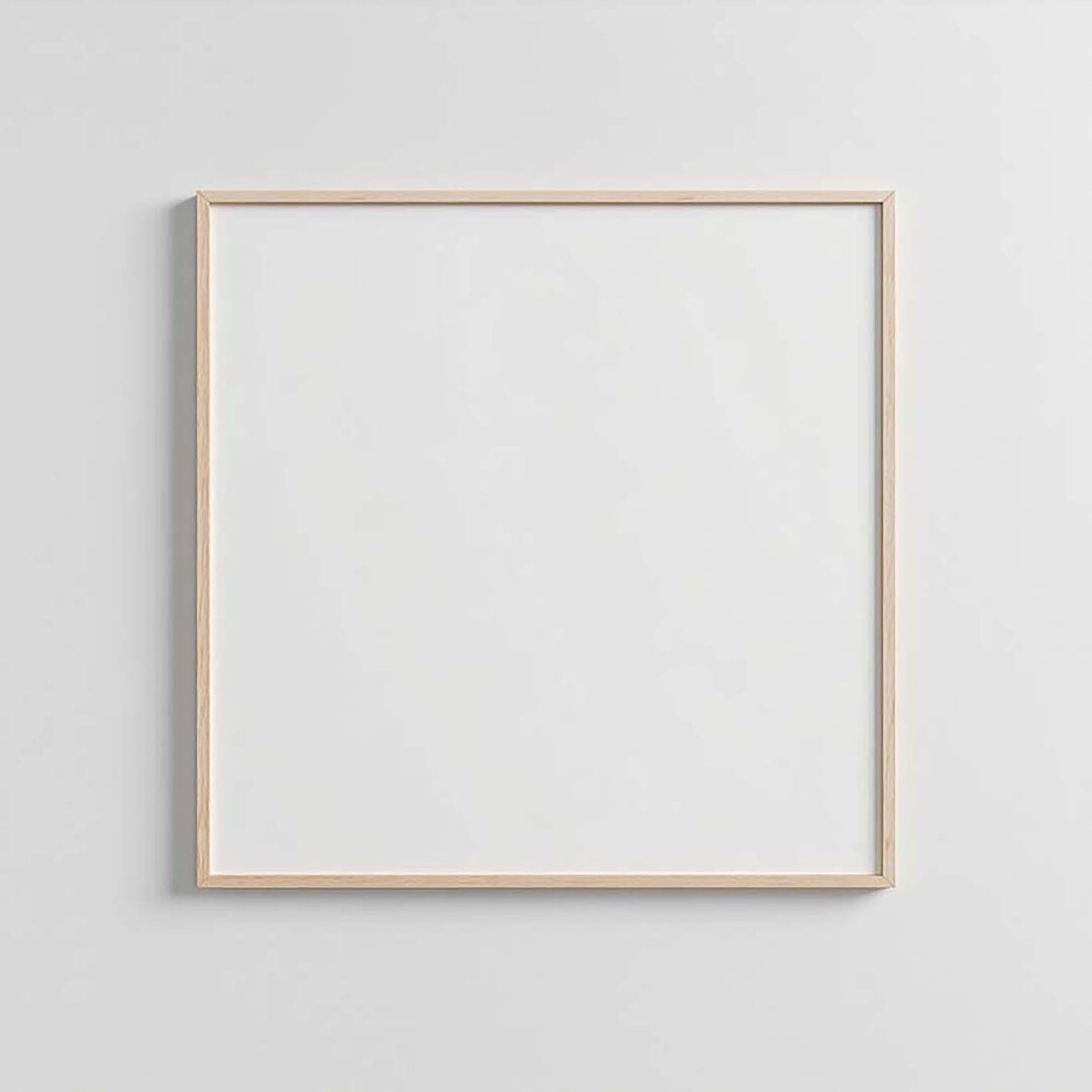 Square Frame Wall Art Mockup: Thin Light Wood Frame, Adjustable Color ...