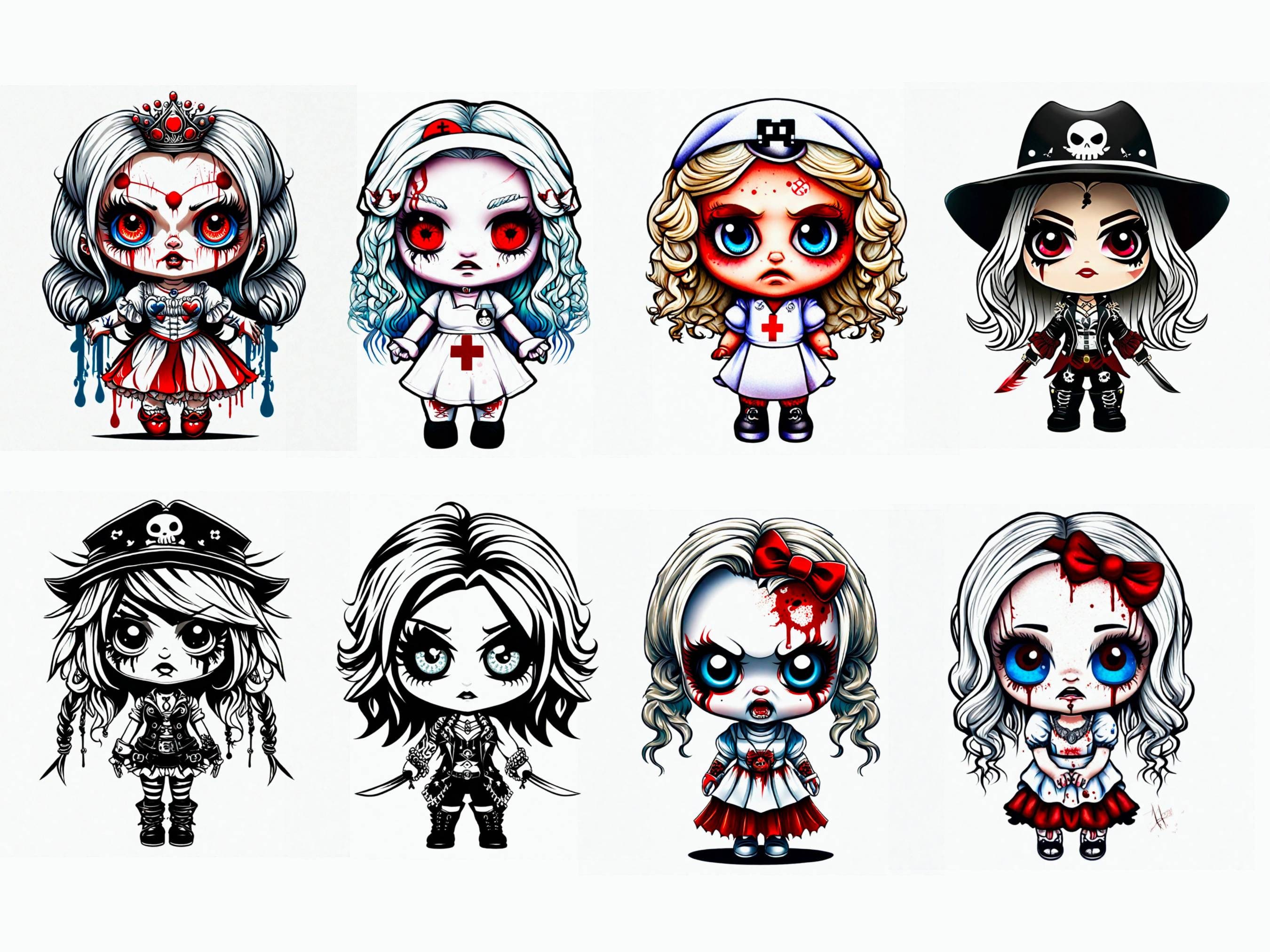 100 Anime Chibi Horror Girl Procreate Stamps| Digital Download - Etsy