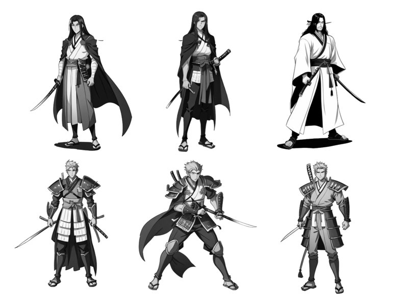 100 Anime Samurai Procreate Stamps, Samurai Pose Brushes for Procreate ...