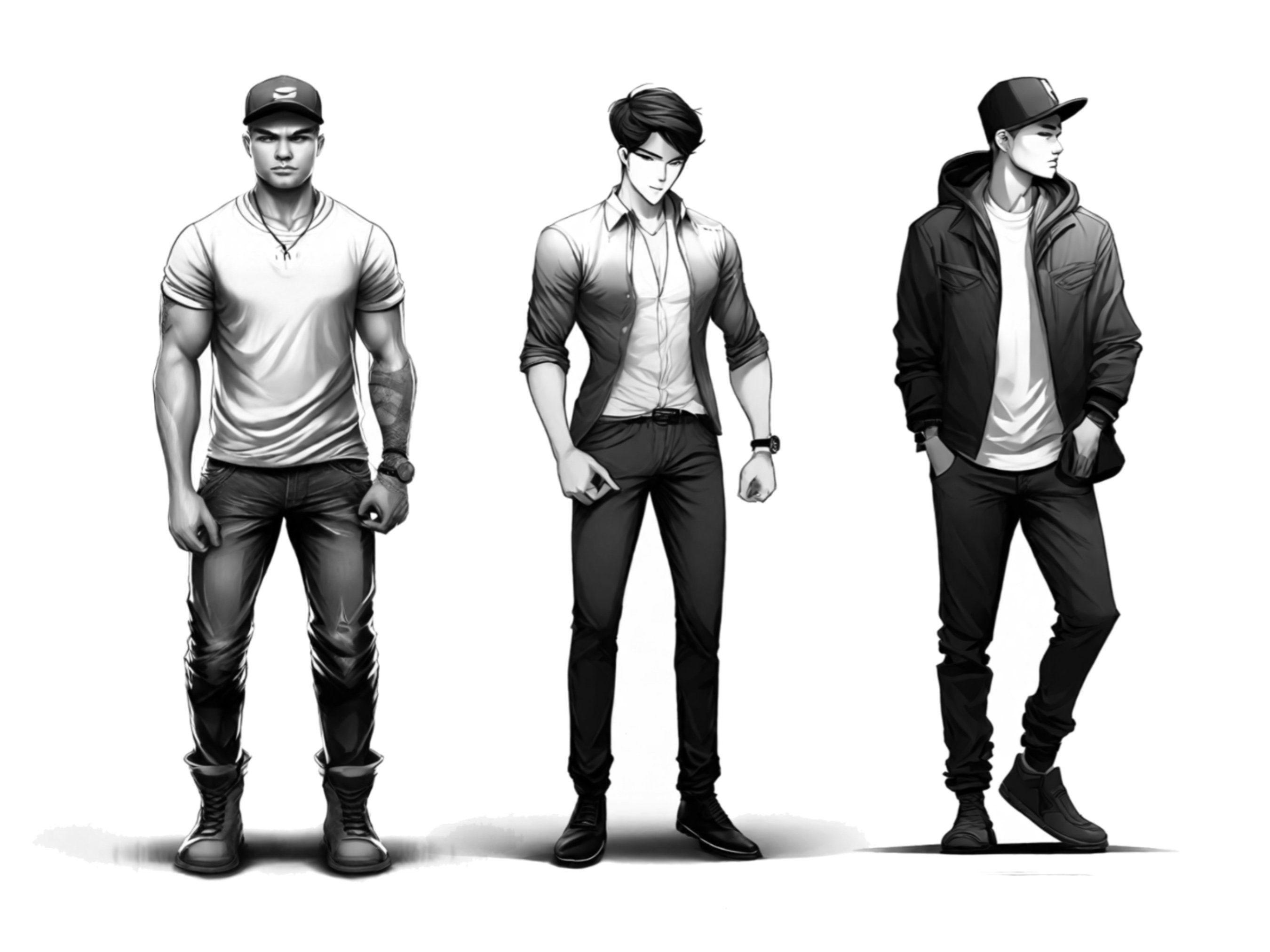 100 Realistic Body Poses Procreate Stamp, Character Man Pose for ...