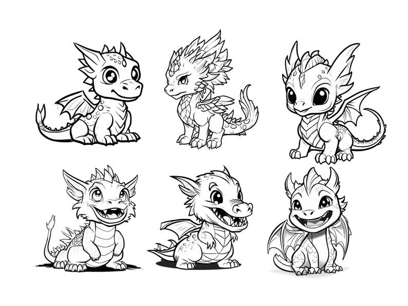100 Cute Dragon Procreate Stamps, Kawaii Dragon Brush Set for Procreate ...