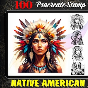 100 Procreate Native American Girl Stamps, Native Indian Stamps for ...