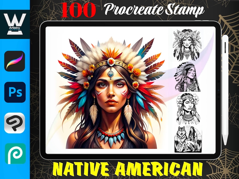 100 Procreate Native American Girl Stamps, Native Indian Stamps for ...