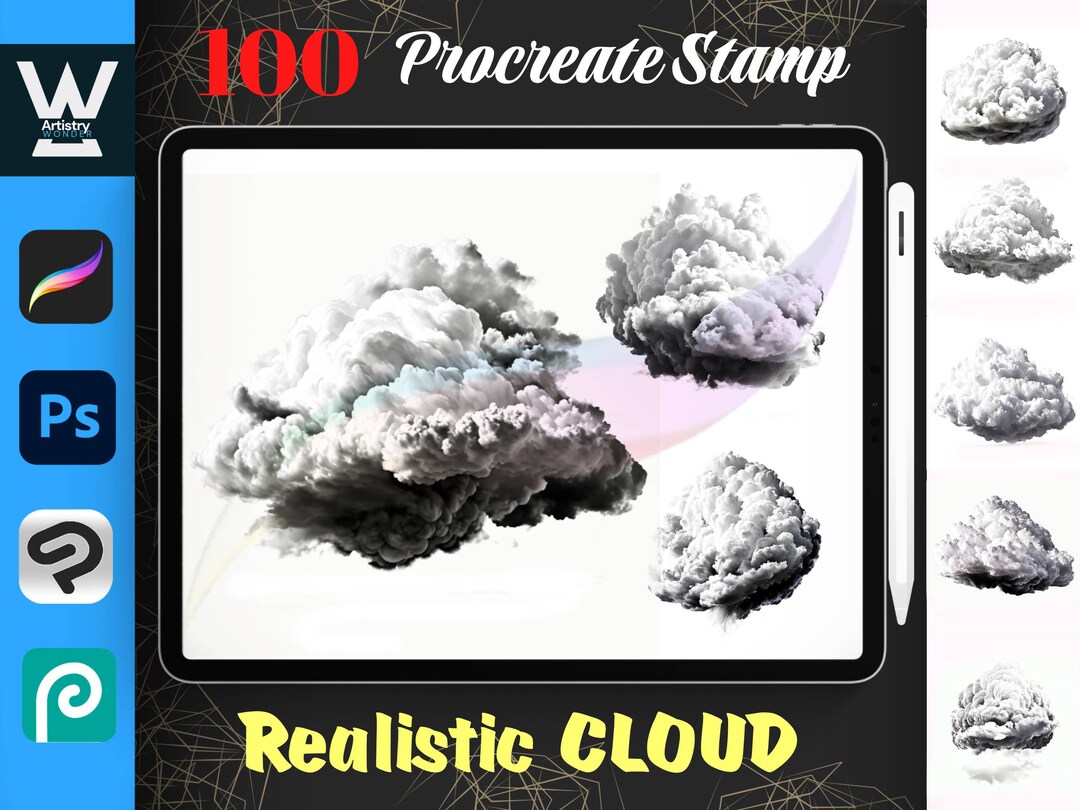 100 Realistic Cloud Stamps for Procreate (digital Download) - Etsy