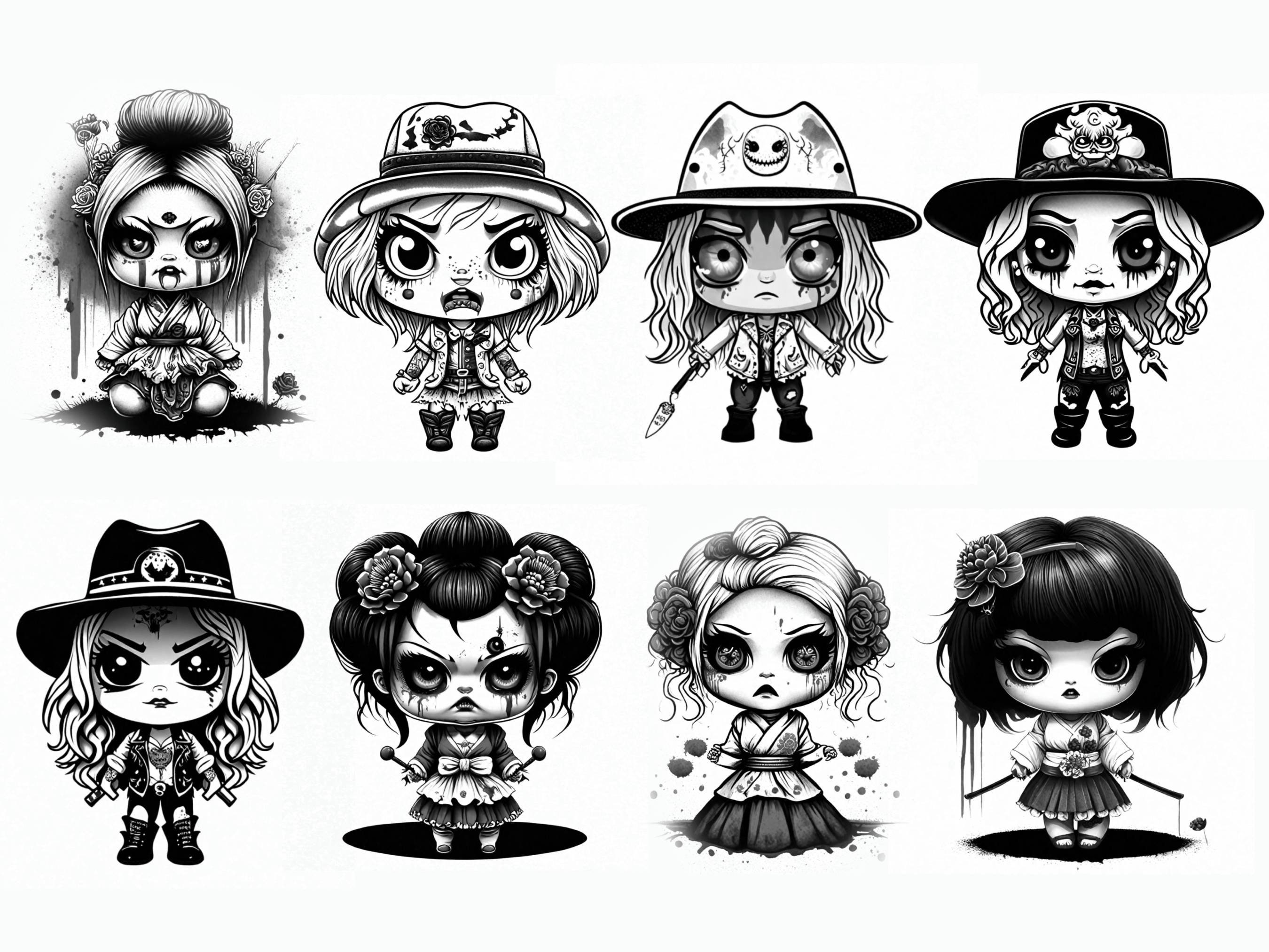 100 Anime Chibi Horror Girl Procreate Stamps| Digital Download - Etsy