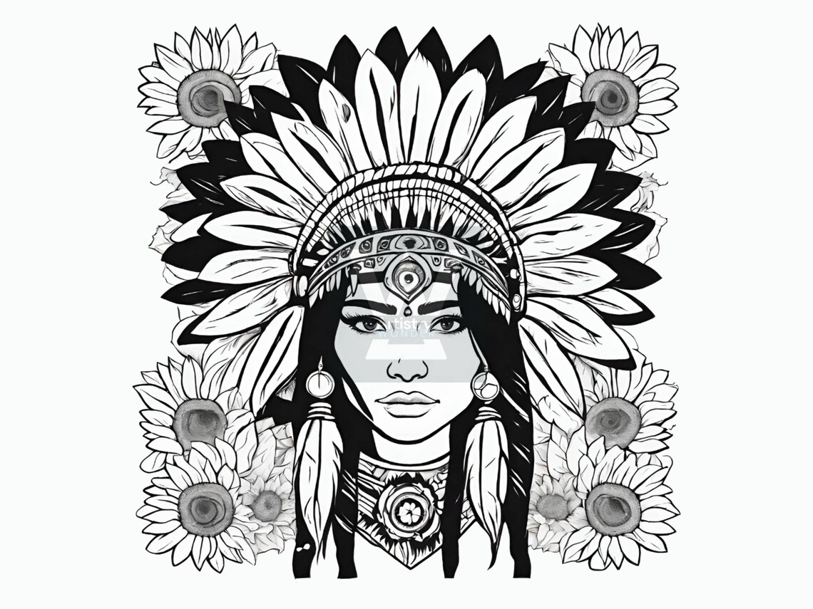 100 Procreate Native American Girl Stamps, Native Indian Stamps for ...