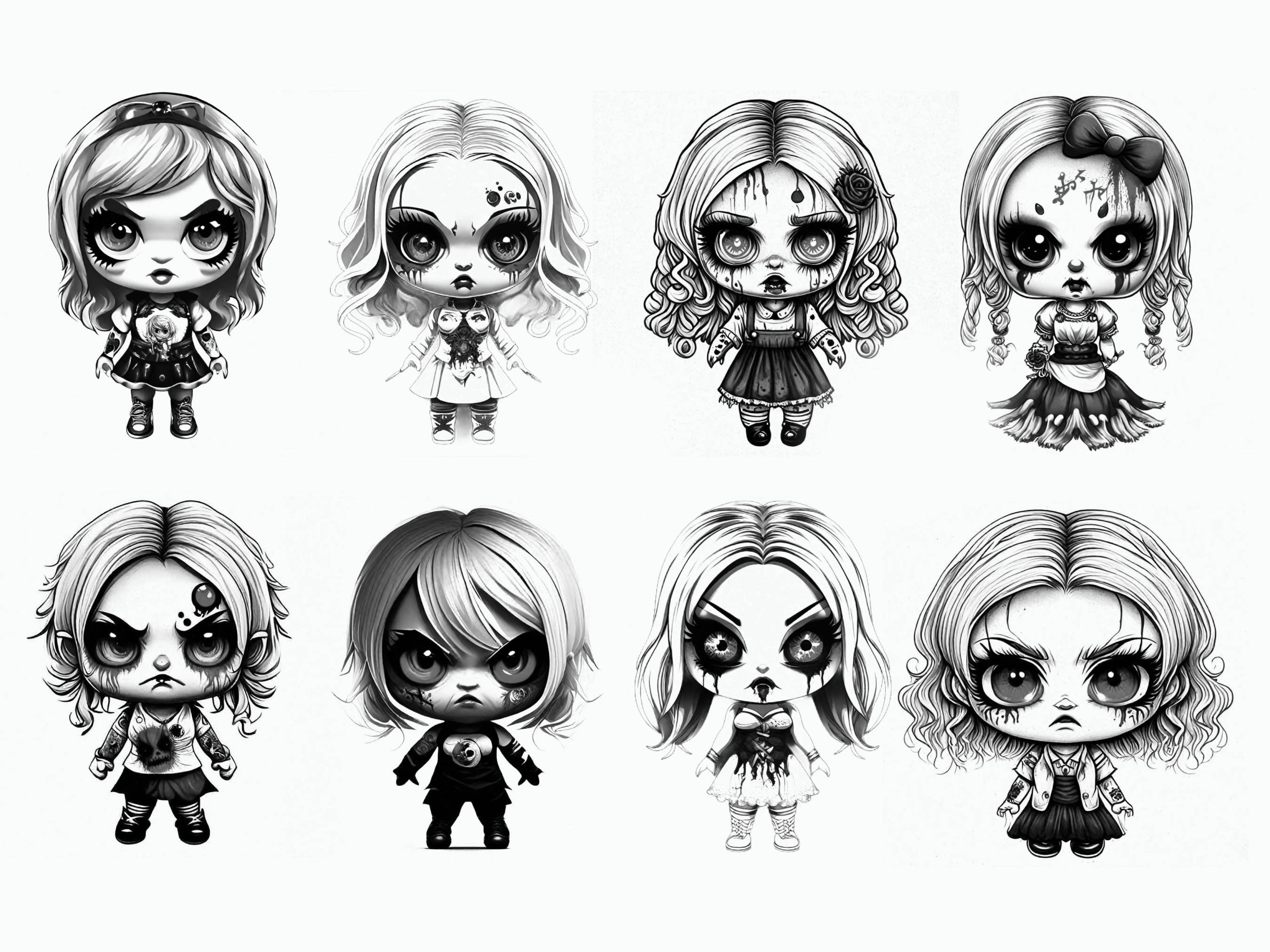 100 Anime Chibi Horror Girl Procreate Stamps| Digital Download - Etsy