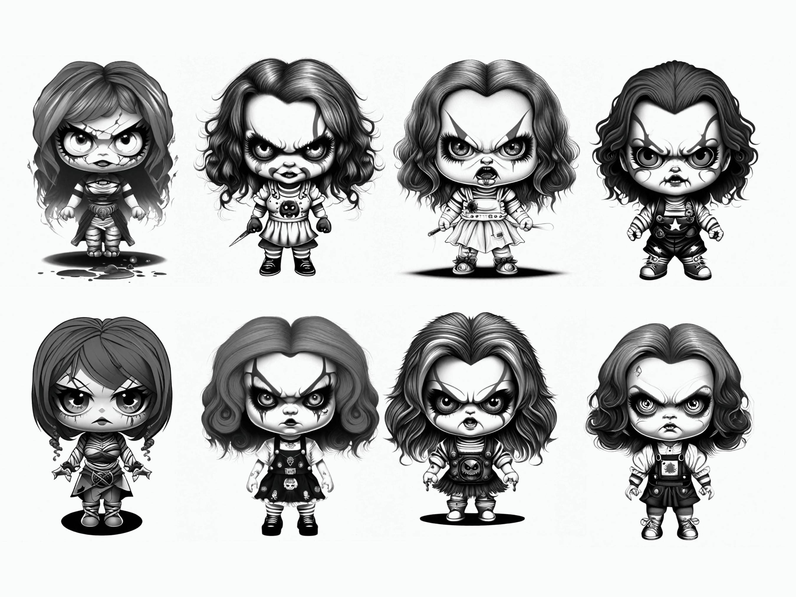 100 Anime Chibi Horror Girl Procreate Stamps| Digital Download - Etsy