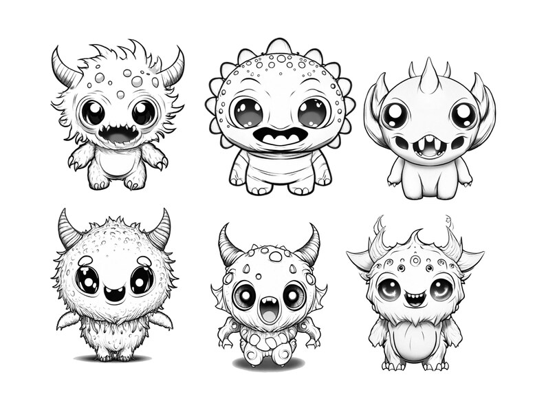 100 Kawaii Monster Procreate Stamps, Cute Brush Set (digital Download ...