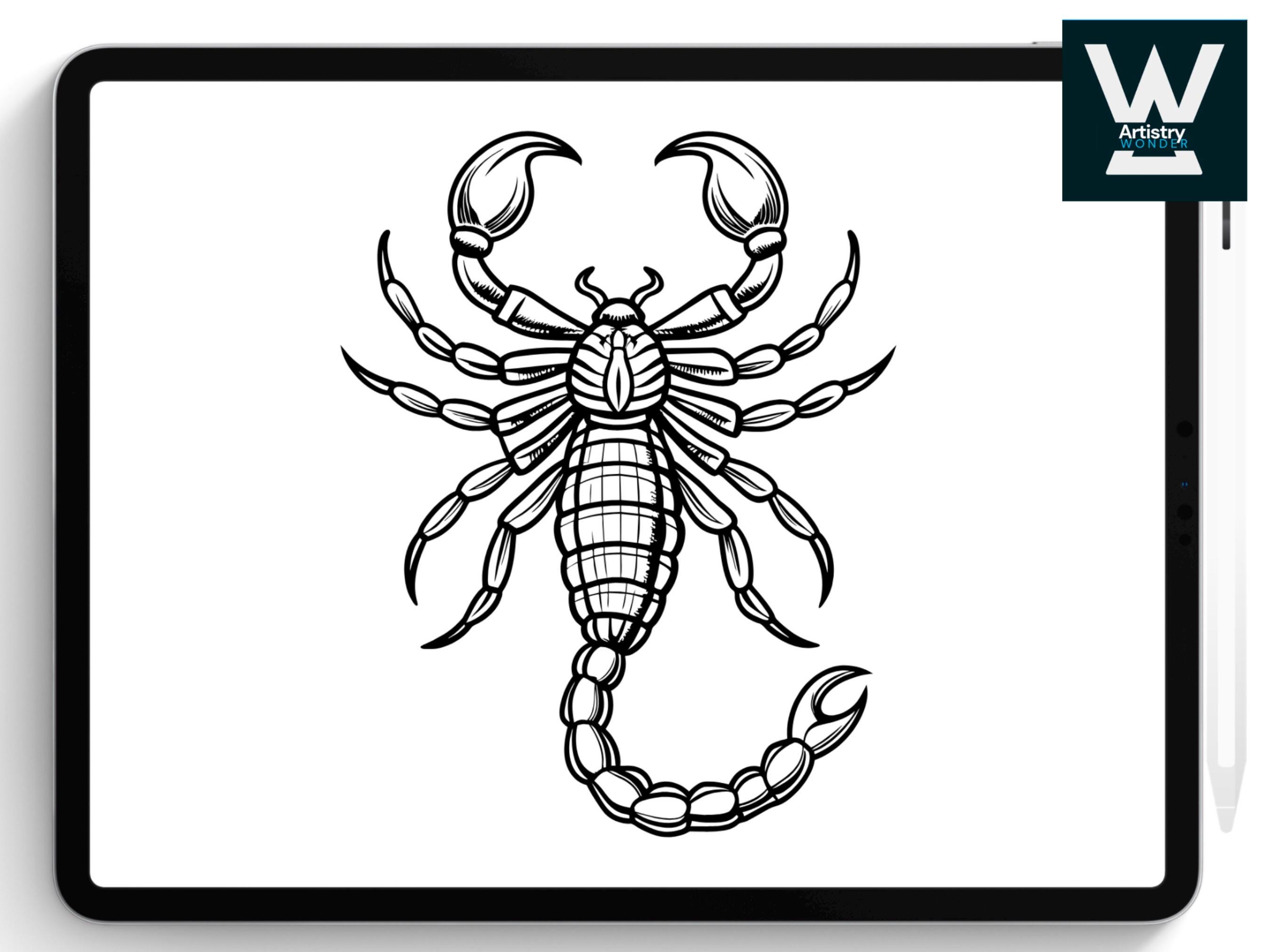 150 Traditional Scorpion Tattoo Procreate Stamps| Brush Set| Digital ...