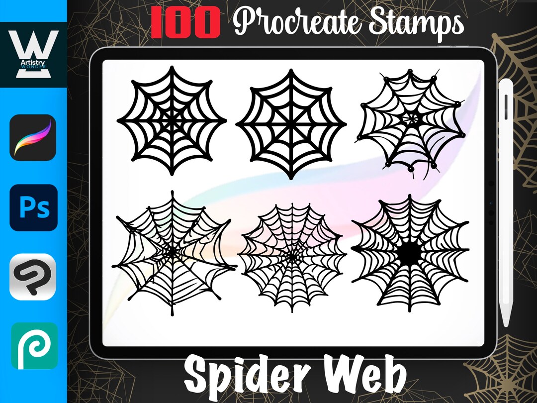 100 Spiderweb Procreate Stamps| Web Brush Illustrations| Digital ...