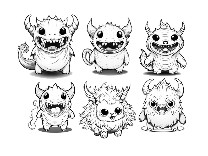 100 Kawaii Monster Procreate Stamps, Cute Brush Set (digital Download ...