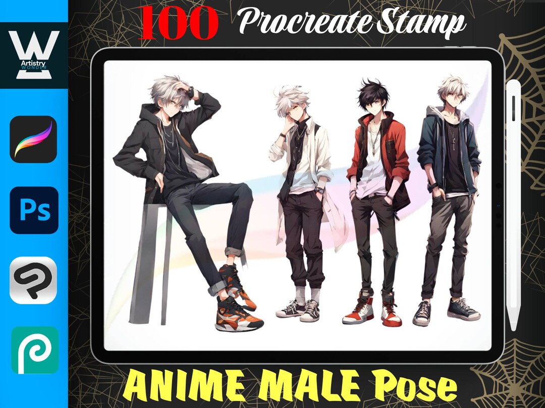 100 Procreate Anime Body Pose Stamps, Anime Body Pose Brushes for ...