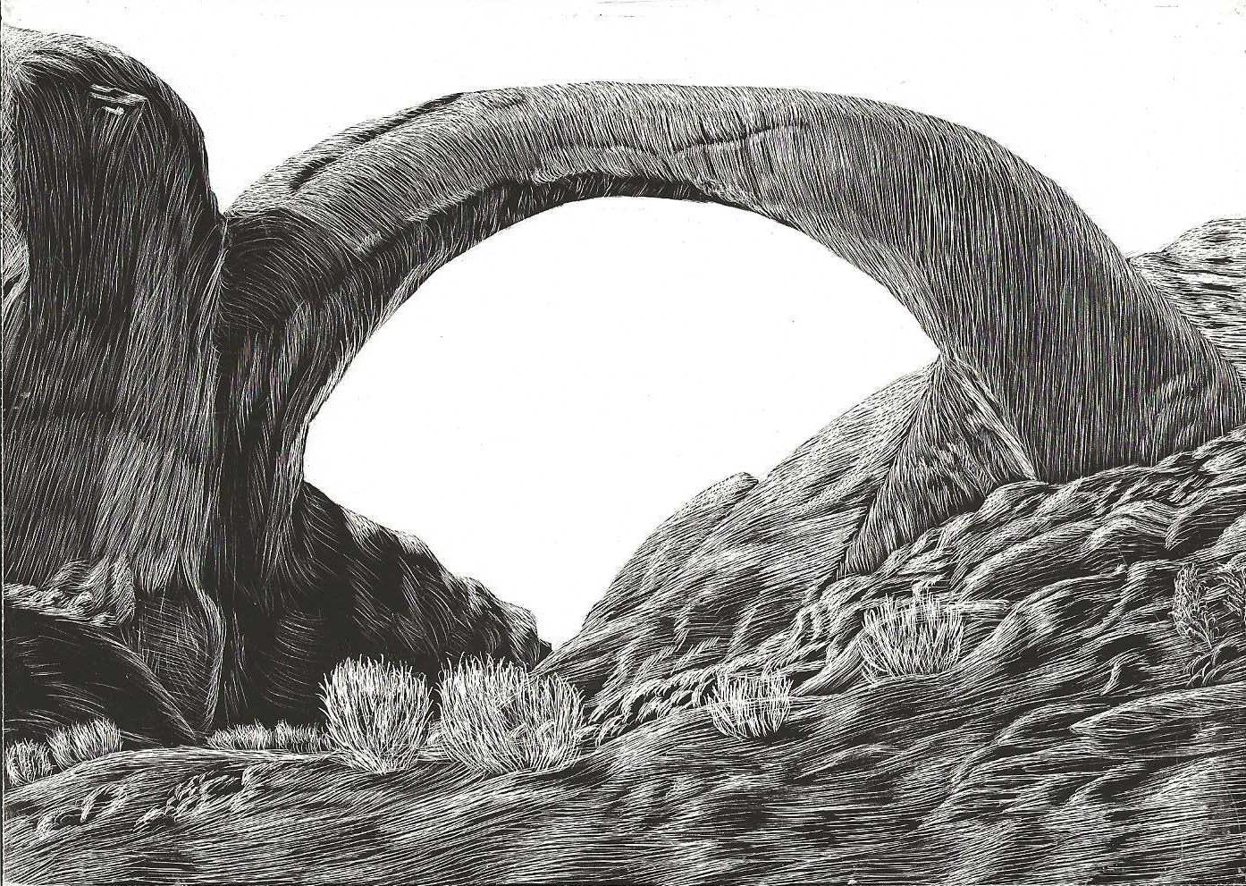 Scratchboard Print - "rainbow Bridge in Utah" - Etsy