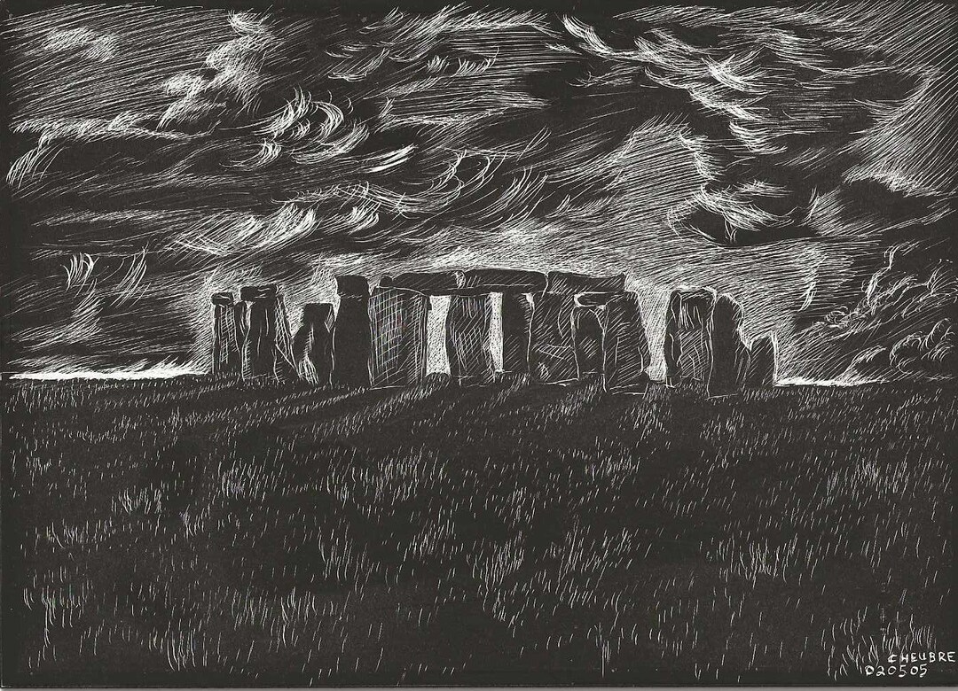 Scratchboard Print - "weather Stone" - Etsy