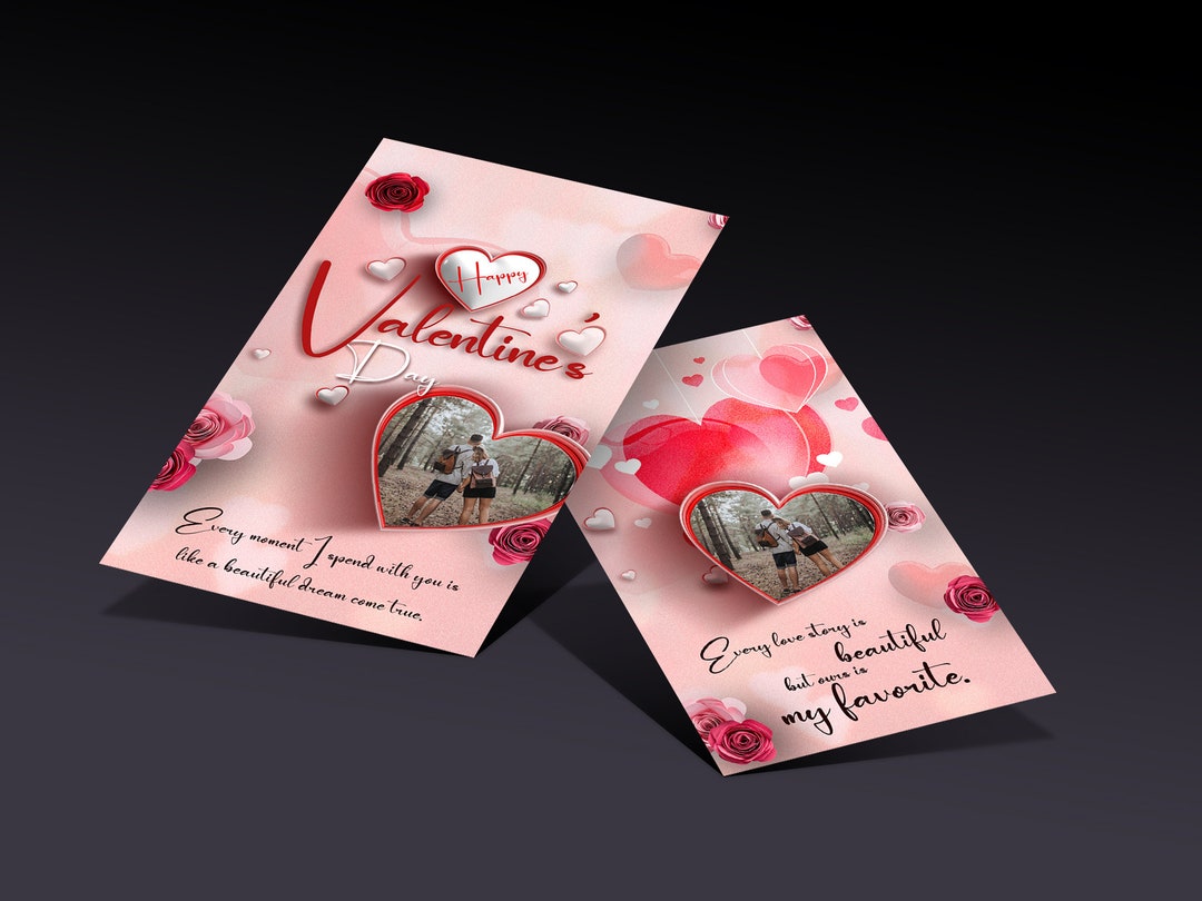 Photoshop Valentines Card Template, Printable Valentines Day Photo Card ...