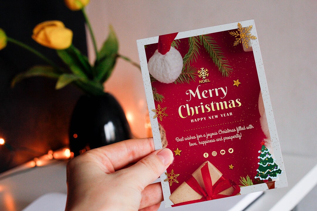 Editable Minimalistic Christmas Card Design, Merry Christmas - Etsy