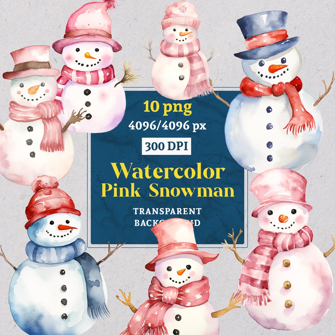 Pink Snowman Png Snowman Clipart Cute Snowman Clipart - Etsy