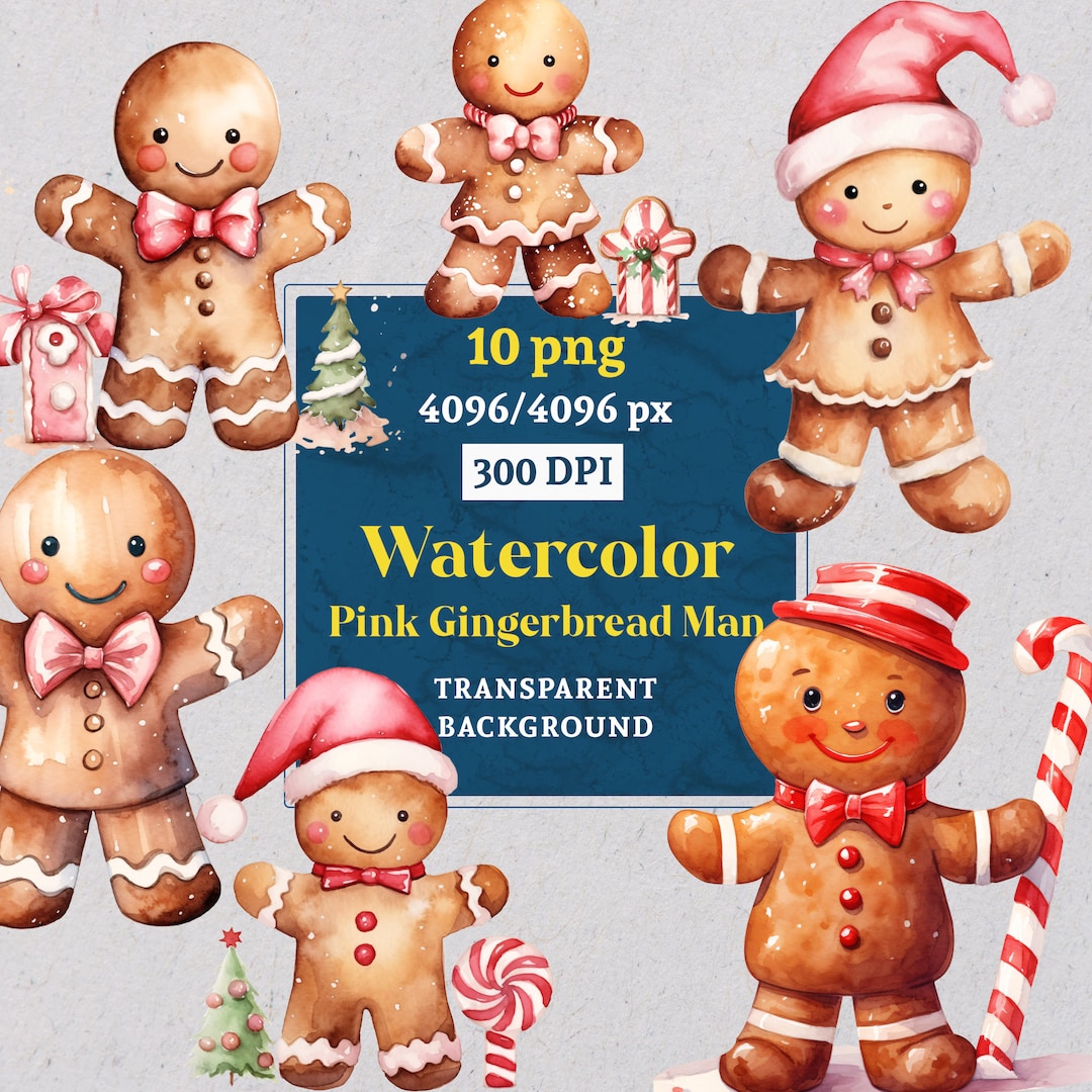 Pink Gingerbread Man Gingerbread Png Gingerbread Clipart - Etsy
