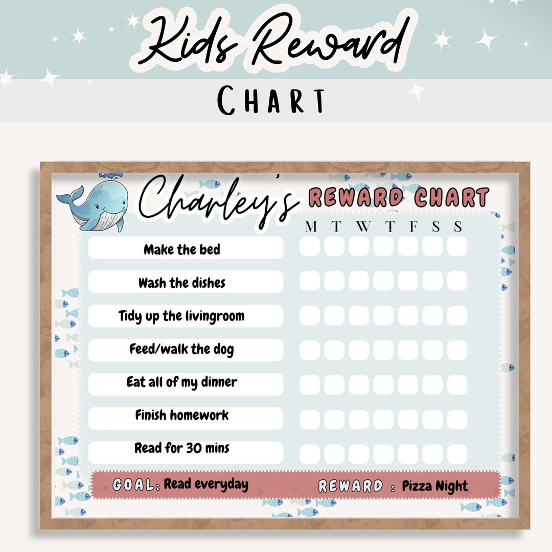 Visual Schedule for Kids, Sea Animal Kids Chore Chart, Weekly ...