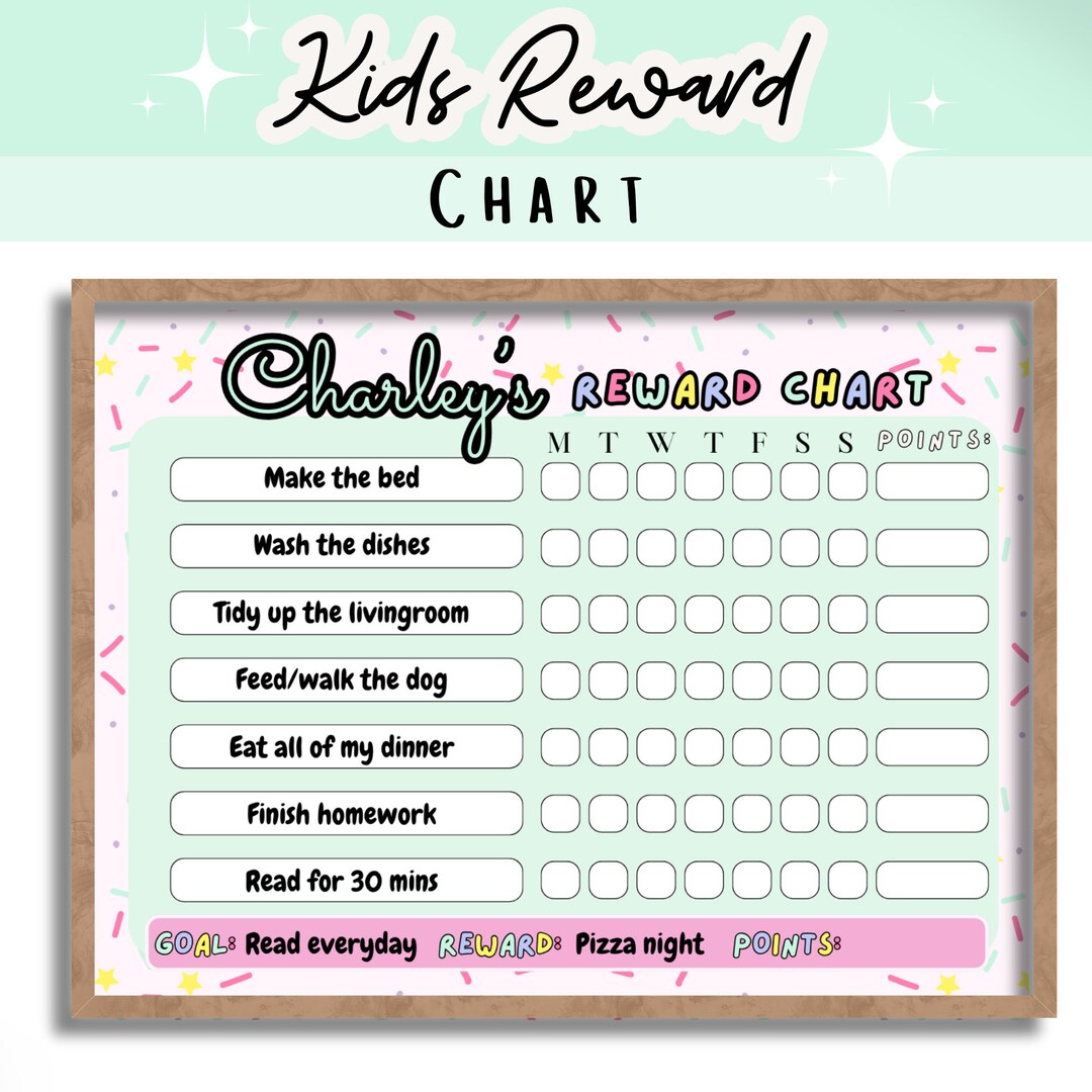 Girly Chore Chart for Kids, Weekly Chore Schedule for Girls ...