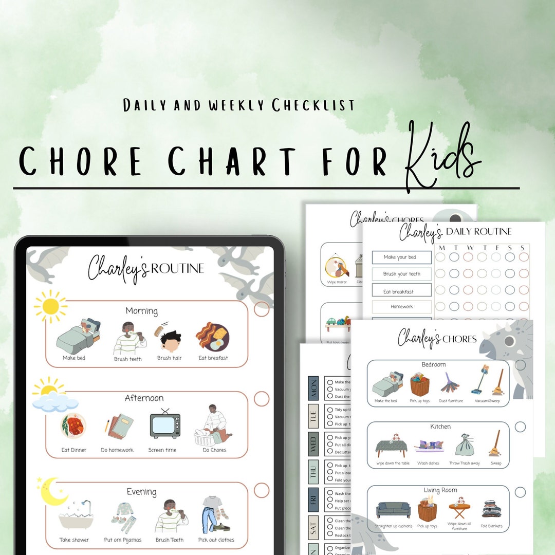Chore Chart for Kids, Kids Routine Chart, Chore Chart, Kids Weekly ...