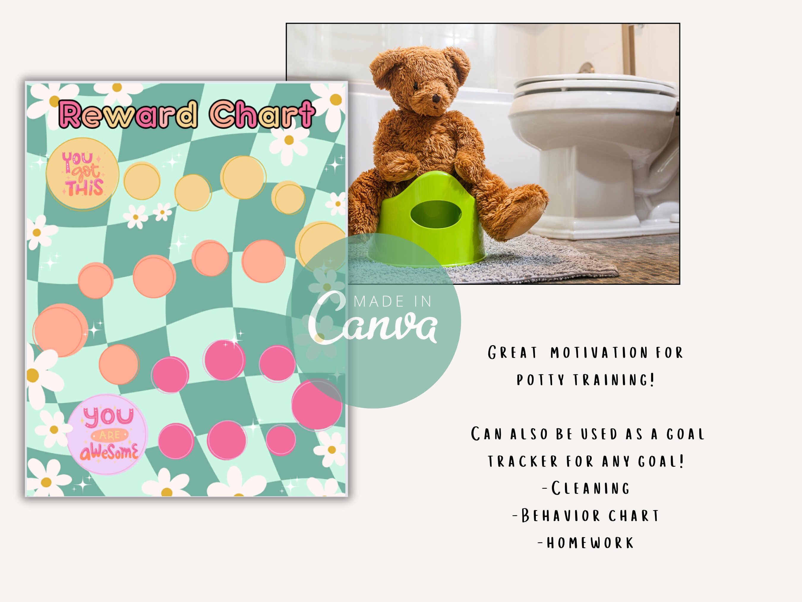 Retro Reward Chart for Kids, Visual Sticker Chart for Kids, Incentive ...