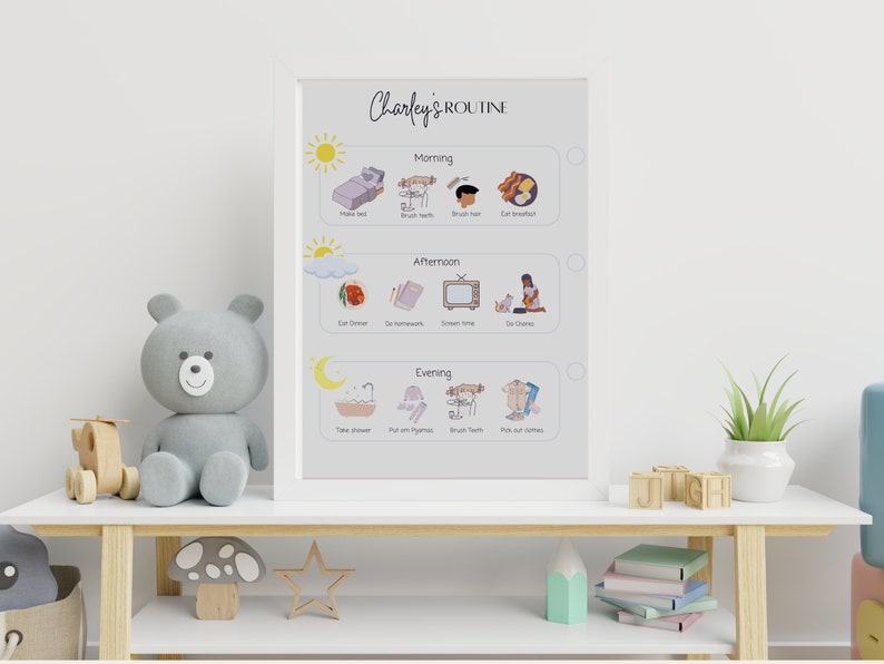 Visual Routine Chart, Chore Chart for Kids With Pictures, Daily ...