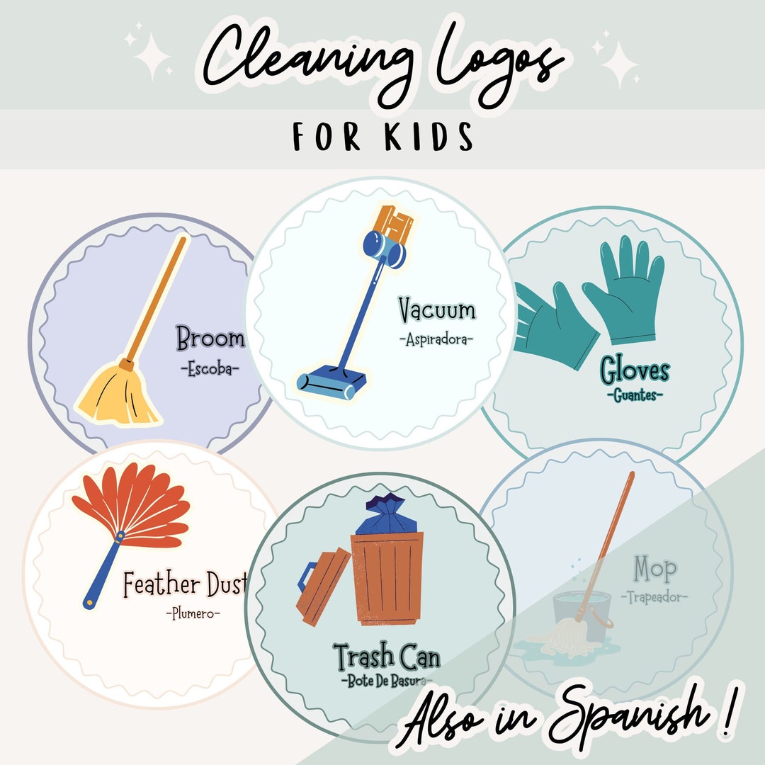 House Cleaning Logos for Kids, Custom Bilingual Logos for Kids Cleaning ...