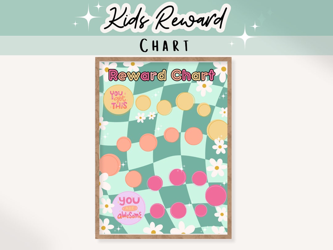 Retro Reward Chart for Kids, Visual Sticker Chart for Kids, Incentive ...