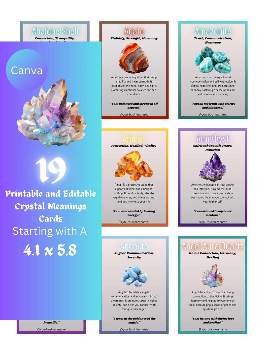 19 Printable Crystal Information Cards, Starting With A, Crystal Kit ...