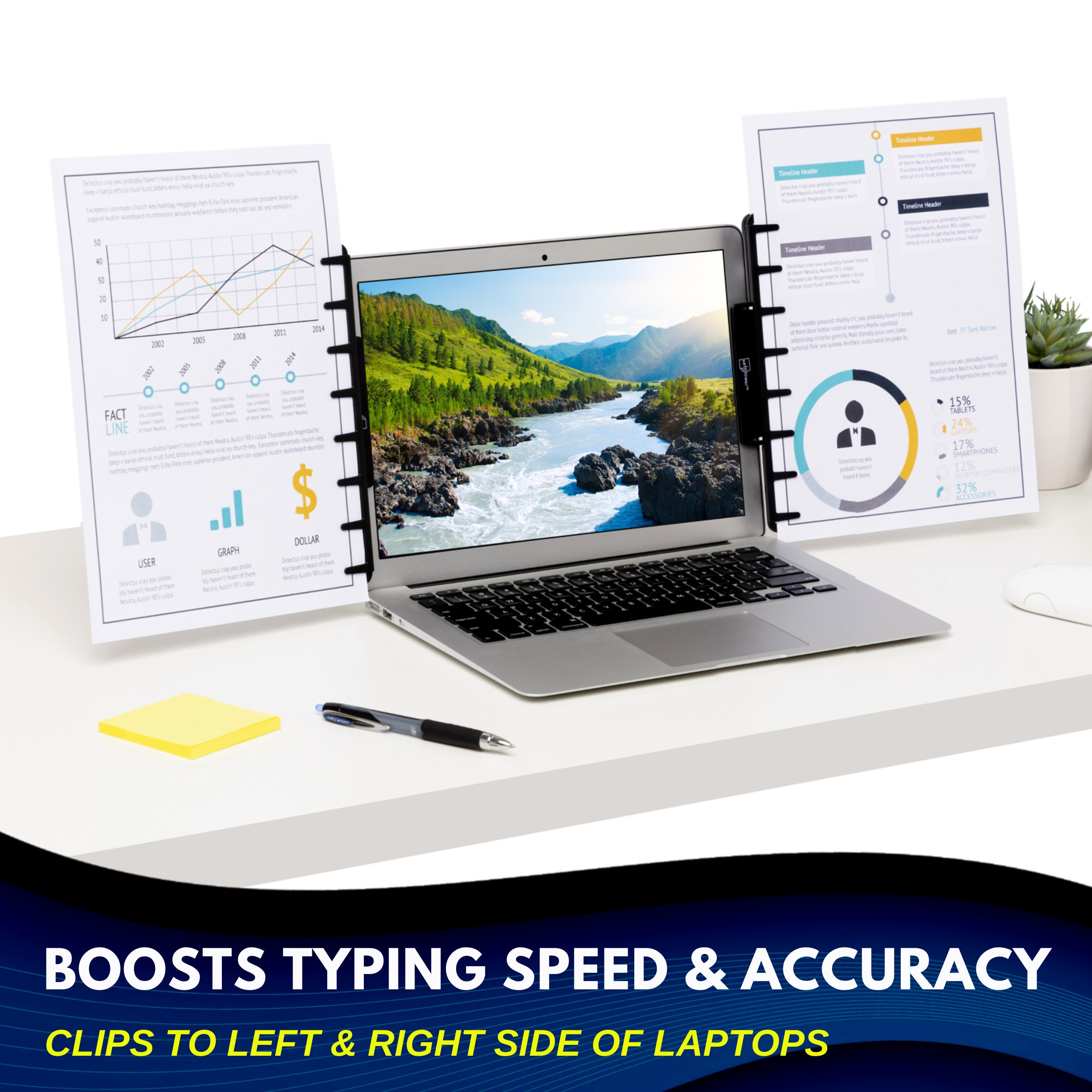 Note Tower Monitor Document Holder for Fast Typing - Reduces Eye & Neck ...