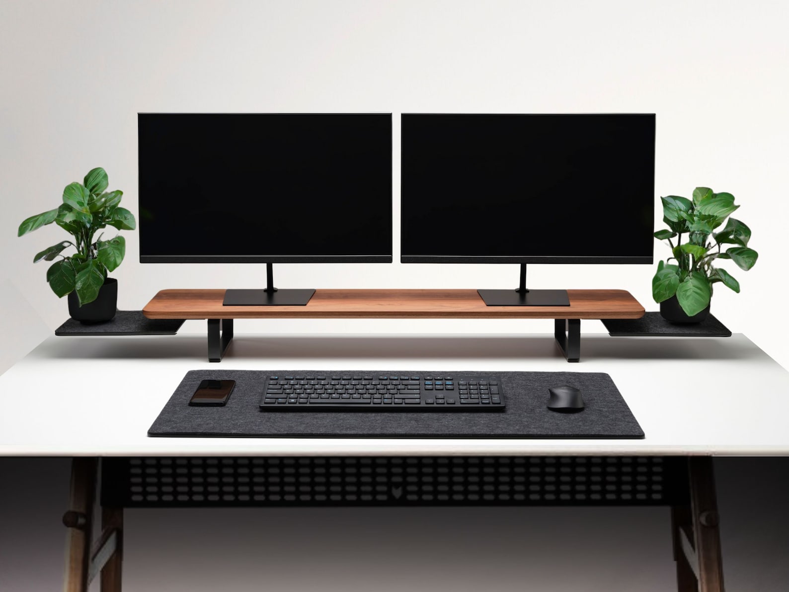 Note Tower Wood Desk Shelf Wing Shelves Dual Monitor Stand, Frame ...