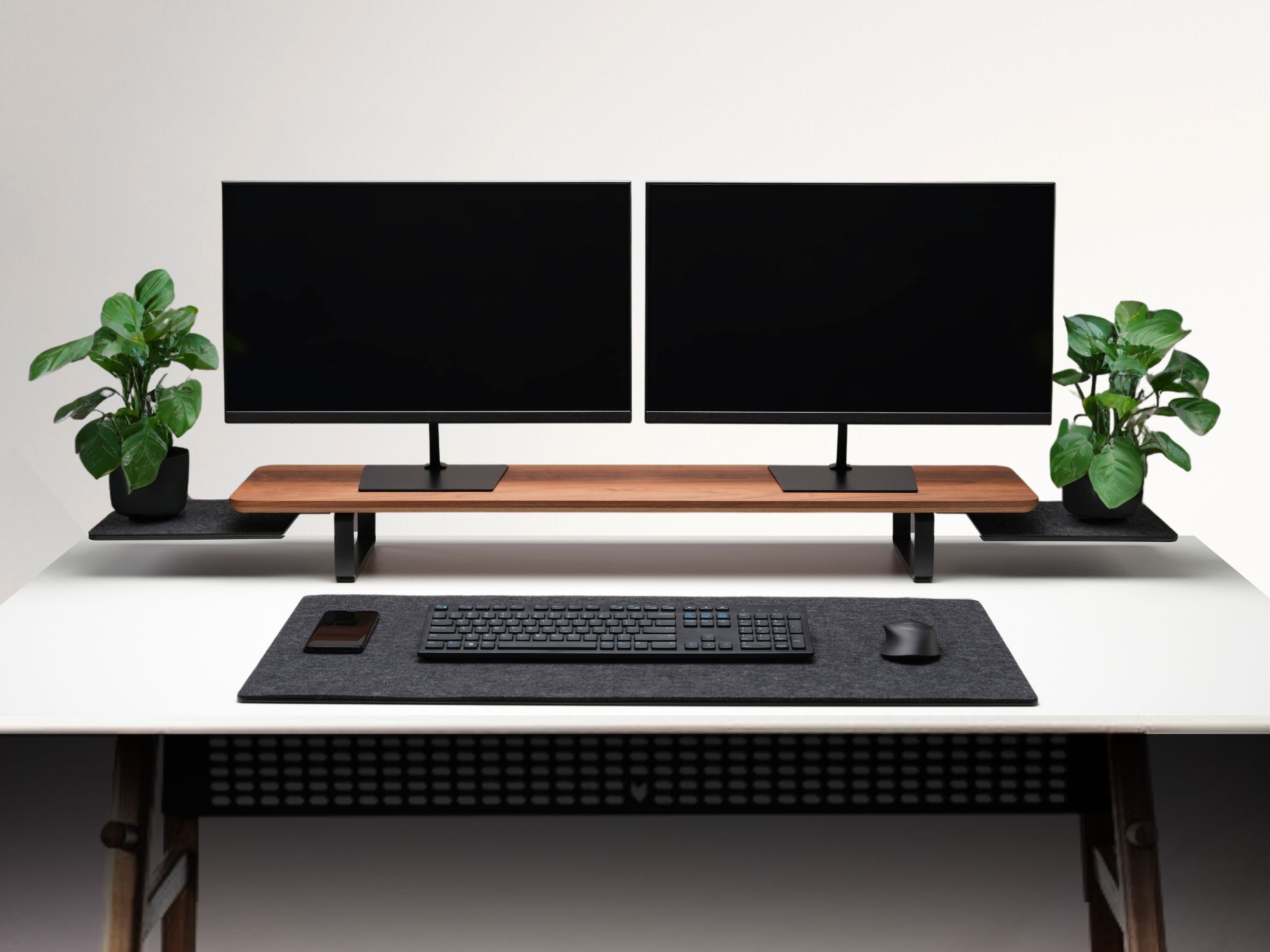 Note Tower Wood Desk Shelf Wing Shelves Dual Monitor Stand, Frame ...