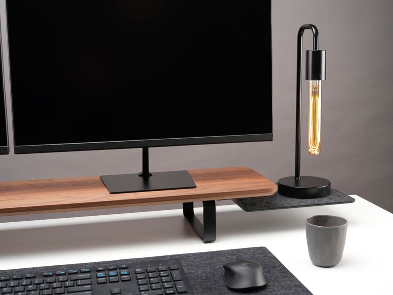 Note Tower Wood Desk Shelf Wing Shelves Dual Monitor Stand, Frame ...