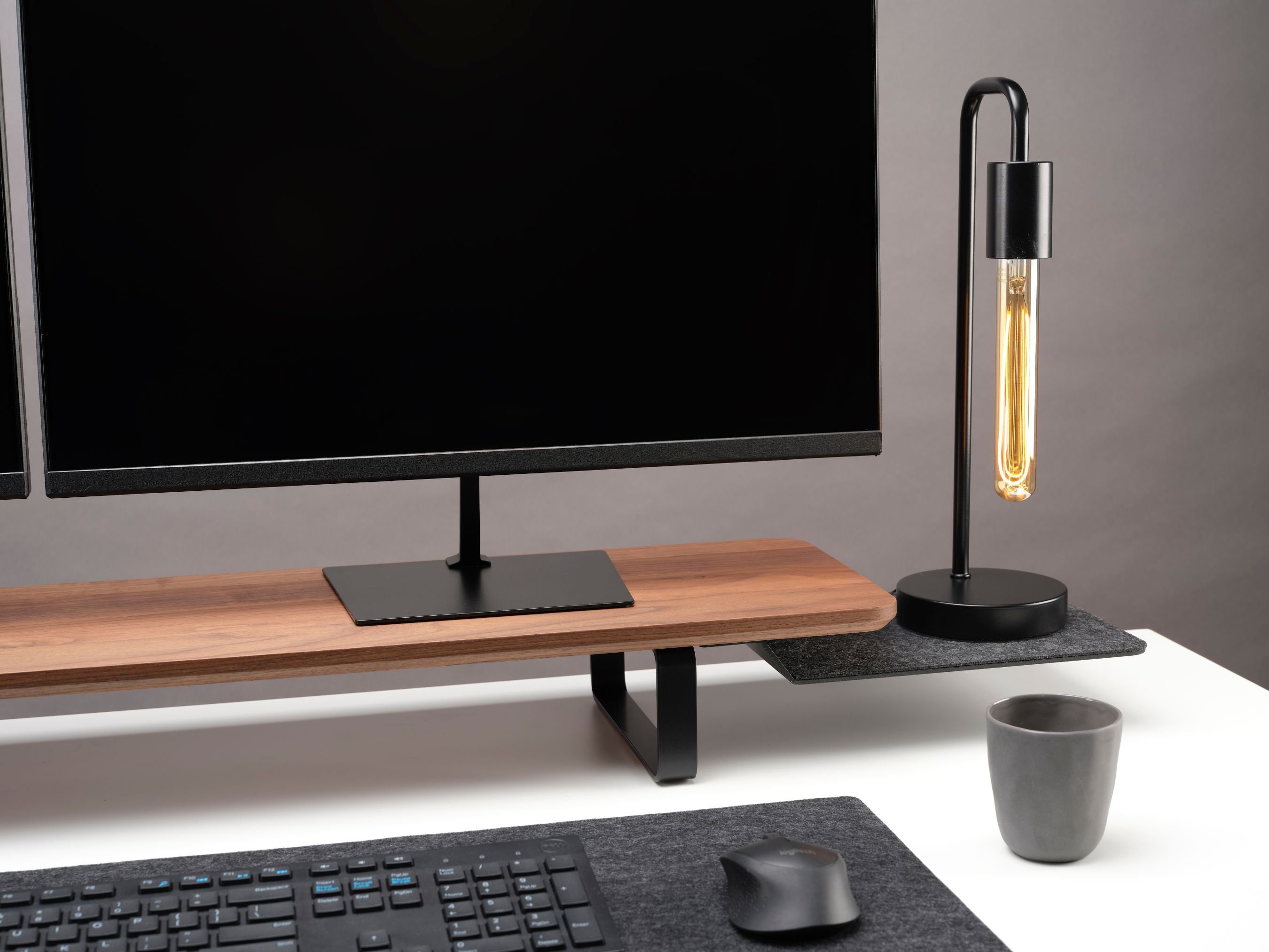 Note Tower Wood Desk Shelf Wing Shelves Dual Monitor Stand, Frame ...