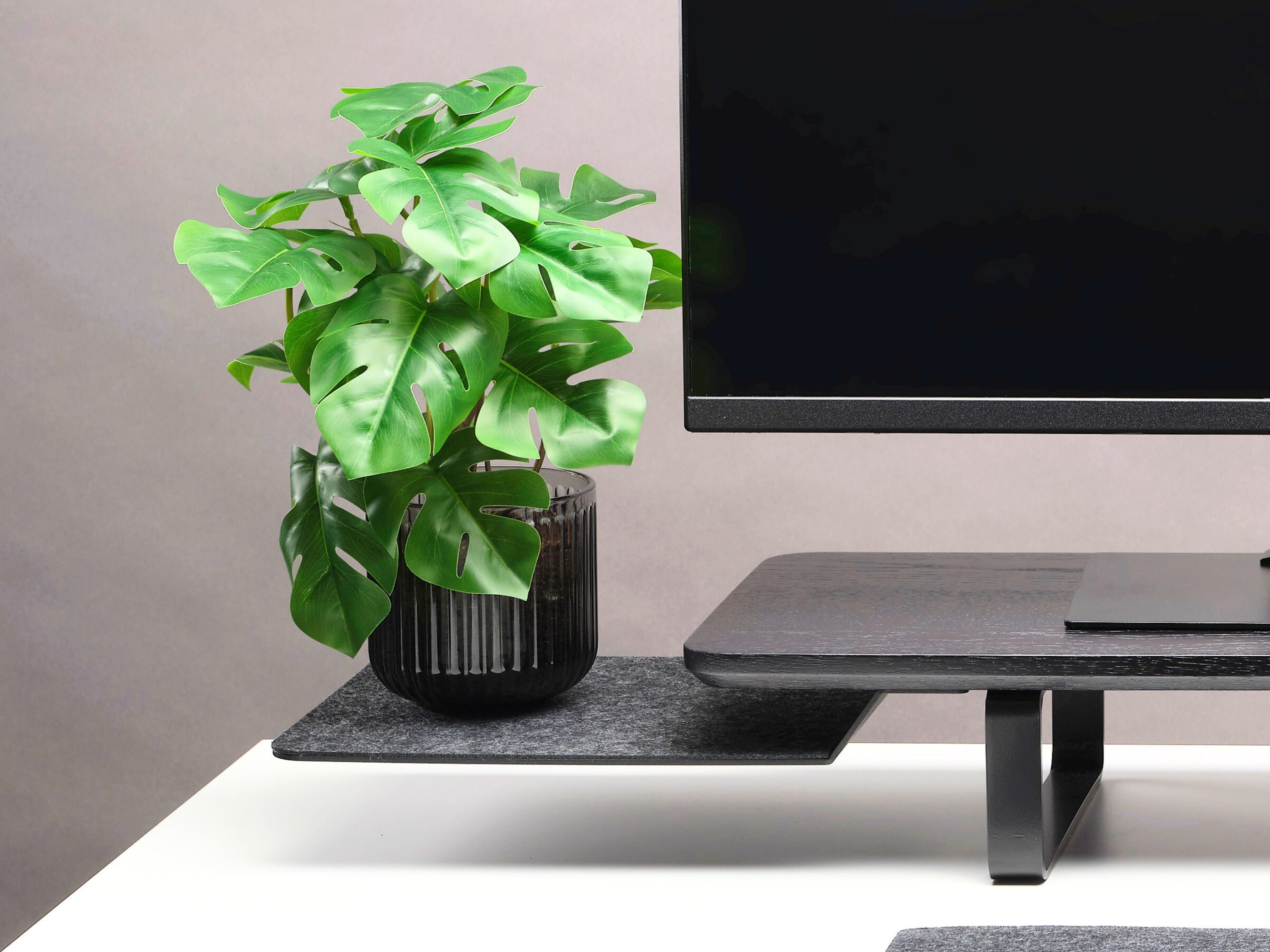 Note Tower Wood Desk Shelf Wing Shelves Dual Monitor Stand, Frame ...