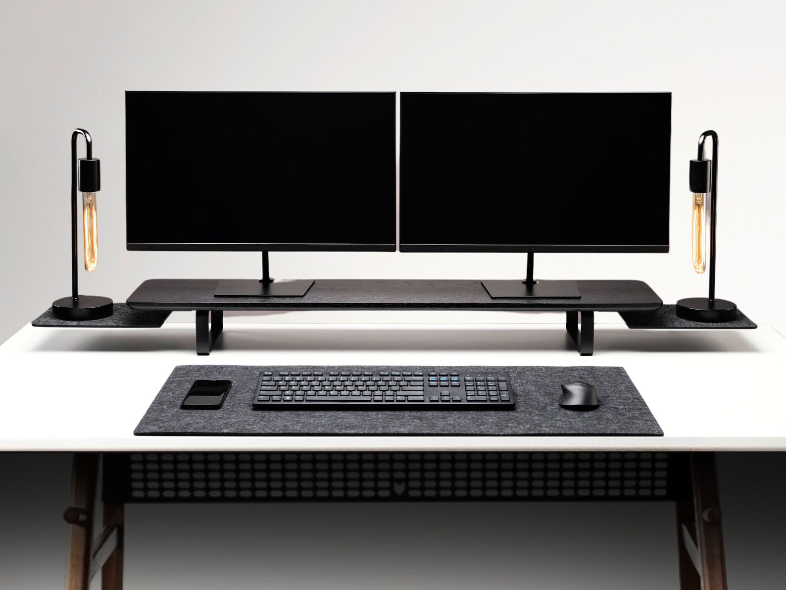 Note Tower Wood Desk Shelf Wing Shelves Dual Monitor Stand, Frame ...