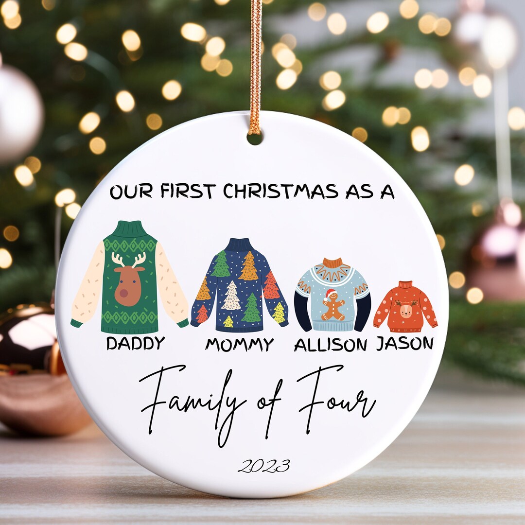 Family of Four Christmas Ornament Family Stocking Ornament - Etsy