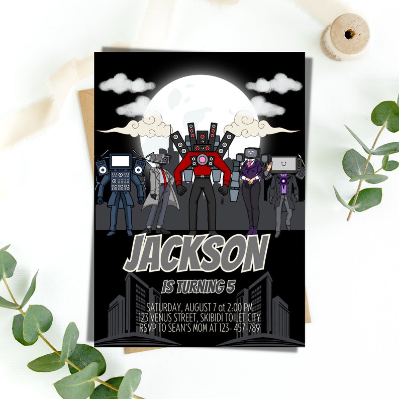 EDITABLE TV Man Invitation Templates, Skibidi Toilet Invitation, Roblox ...