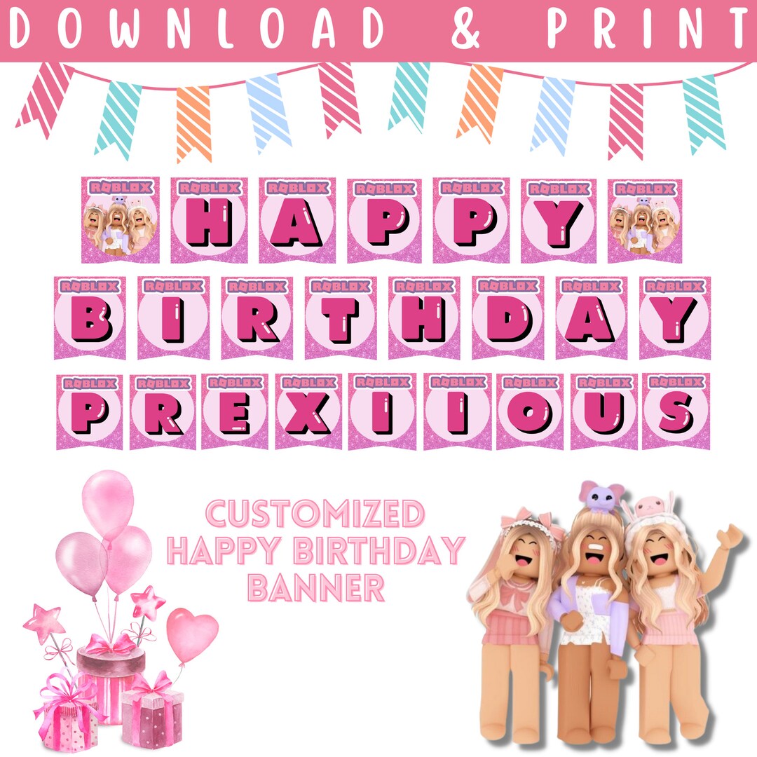Customized Roblox Girl Birthday Banner Birthday Party Banner - Etsy