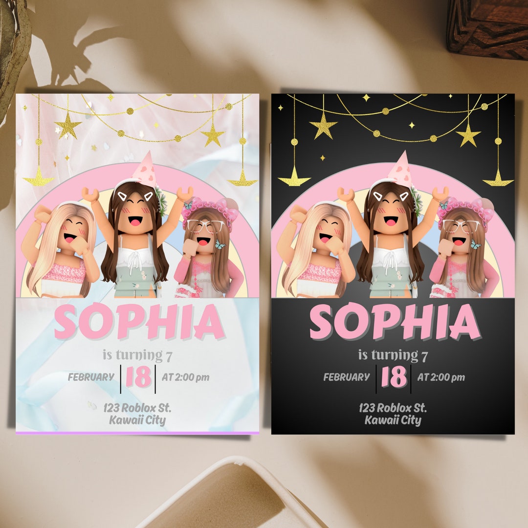 EDITABLE Roblox Girl Invitation Templates, Roblox Girl Birthday, Roblox ...