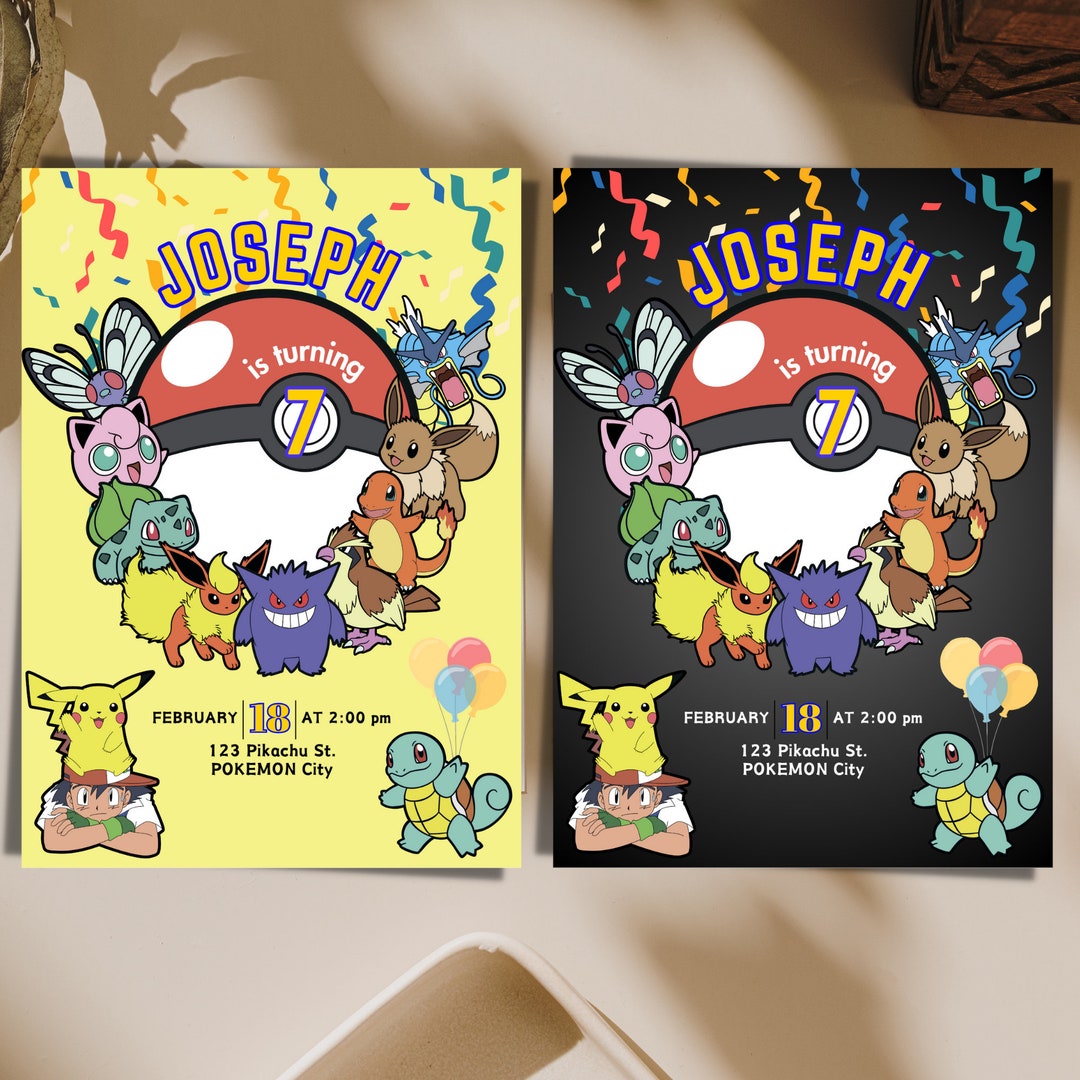 EDITABLE Pokemon Birthday Invitation, Pokemon Birthday Party Theme ...