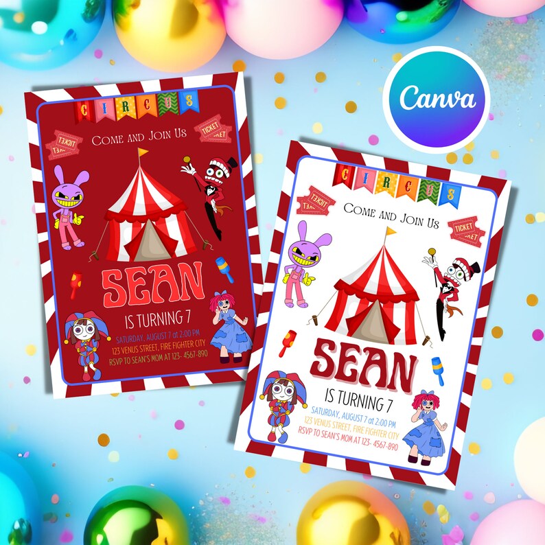 EDIATBLE the Amazing Digital Circus Invitation Templates, Digital ...