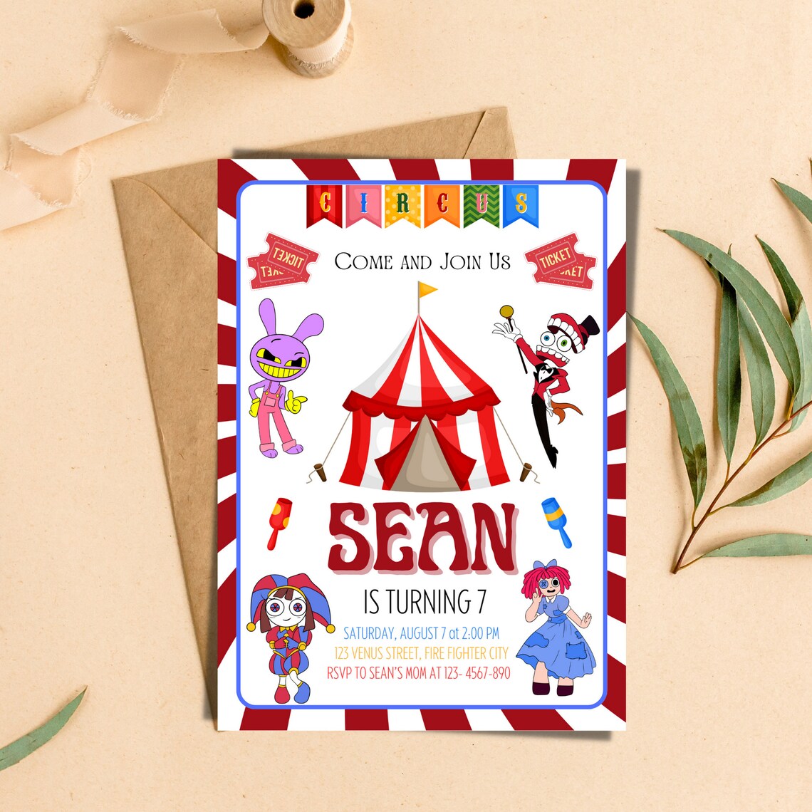 EDIATBLE the Amazing Digital Circus Invitation Templates, Digital ...